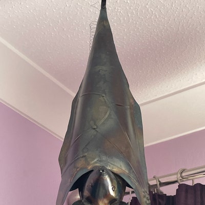 Hanging Bat With Folded Wings. Handcrafted Metal Bats, Outdoor Bat ...