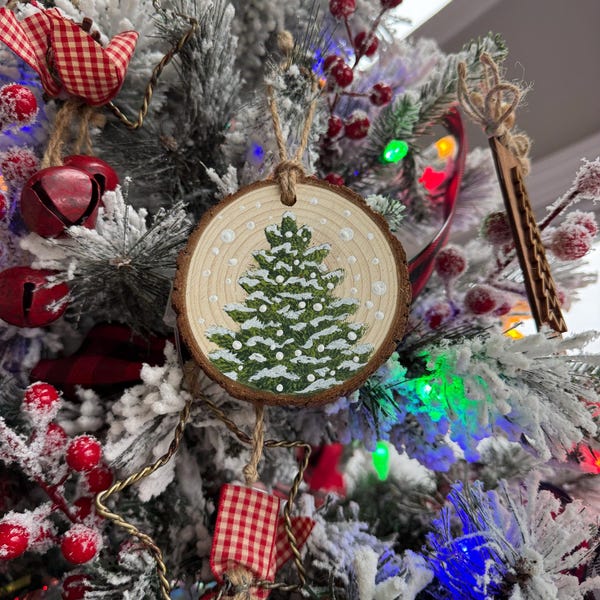 Christmas, Gift, Ornament, Tree, Winter, Rustic, Wood, Live Edge, Disk ...