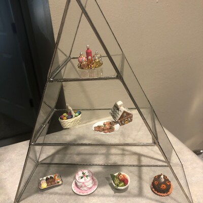 9 and 10 Tall Glass Pyramid Display Shelf Show off Those Treasures and ...