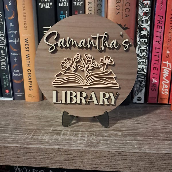 Personalized Library Sign, Book Shelf Decor, Gift for Book Lover ...
