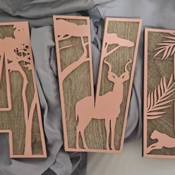 Wood Safari Jungle Outlines Wall Silhouette Nursery Bedroom African ...