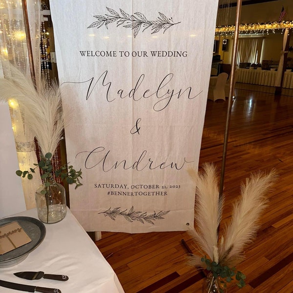 Wedding Fabric Welcome Sign, Modern Wedding Welcome Sign, Fabric Sign ...