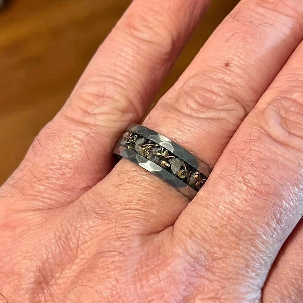 Gold Dust Ring, Pyrite and 24k Gold Flake Ring, Pyrite Jewelry, Fools ...