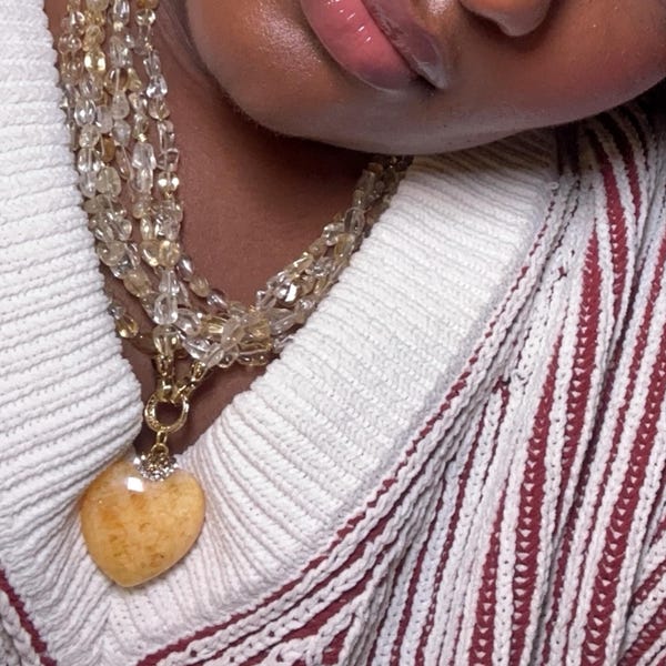 Chunky Pink White Rose Quartz Nejef Heart Pendant Wedding Necklace ...