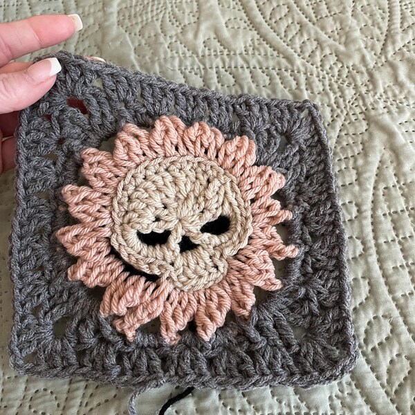 Skull Granny Square: Crochet Skull Sunflower Granny Square PATTERN ...