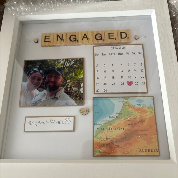 Gift for Engagement, Engaged Gift, Engagement Frame Handmade ...