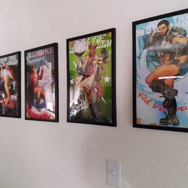 Fallout 4 Full Set of Danse, Deacon, Preston, Hancock Pin up Art ...