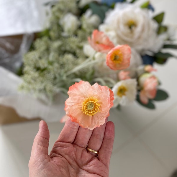 4 Heads Artificial Poppy Flowers, Multi Colors, Realistic Faux Flower ...