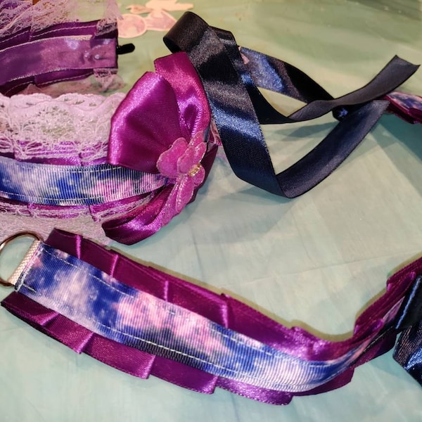 Premade Body Harness Bra With Collar Kesselise Pastel Elastic Bra Harness Sexy Kittenplay