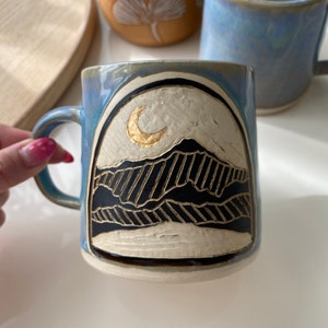 22k Gold Sun and Moon Mug Mountain Mug Handmade Mug | Etsy