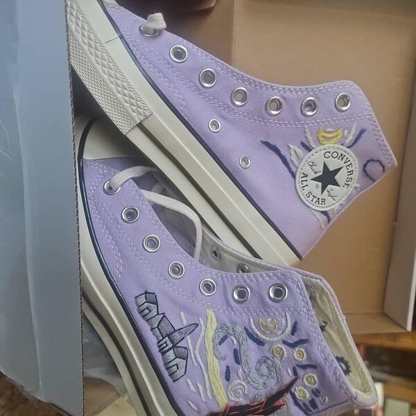 One More Chapter Book Converse, Flowers and Book Embroidered Converse ...