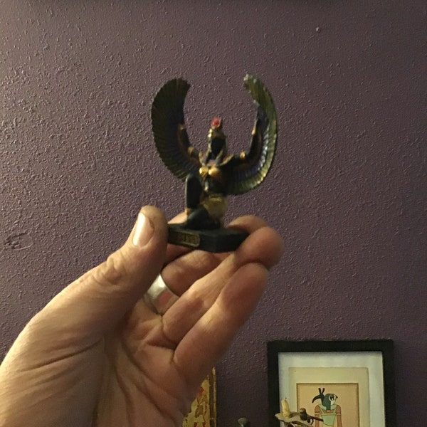 Vintage Isis Mini Statue - Small Hand-painted Ancient Egyptian Goddess ...