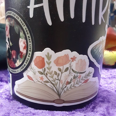 Floral Book Sticker / Open Book Sticker / Reading Sticker / - Etsy