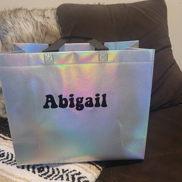 Retro Holographic Tote Gift Bag Personalized / 70s 80s Disco Style ...