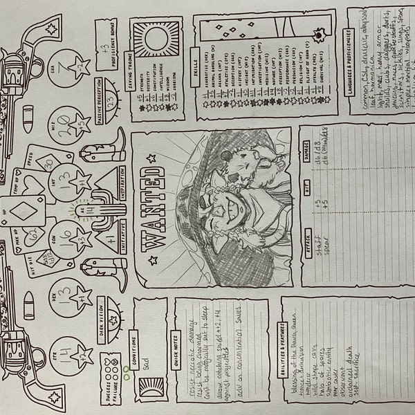 Wild West | Printable Dnd Character Sheet PDF for Dungeons and Dragons ...