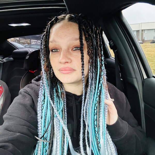 Synthetic Dreads Thin Twisted + Fishtail Braids Black, Black-dark Gray ...