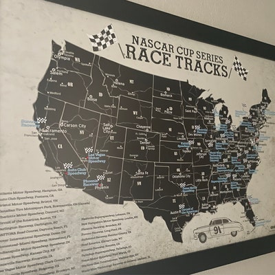 NASCAR Race Tracks Map NASAR Gift Vinitage Raceway Fan Vintage Edition ...