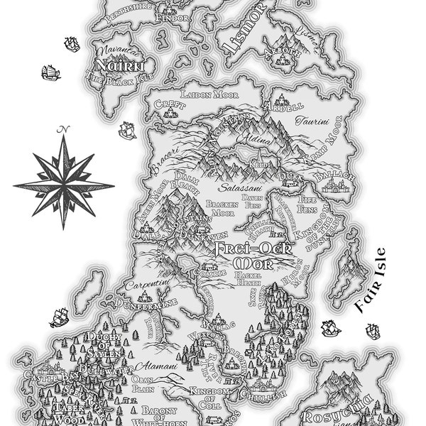 Custom Parchment Fantasy Book Map | Large | Roleplaying Map | DND ...