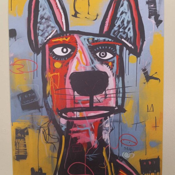 Dog Basquiat Print Abstract Oil Painting Style Wall Art Inspired by ...