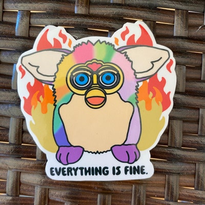 Feral Kitten Sticker Cute Vintage Cat Existential Dread Funny Kitsch ...