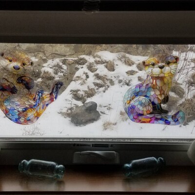 Dandelion Stained Glass Window Cling Dandelion Window Film Suncatcher ...