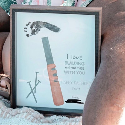 Footprint Art From Kids, Printable Fathers Day Card, Fathers Day ...