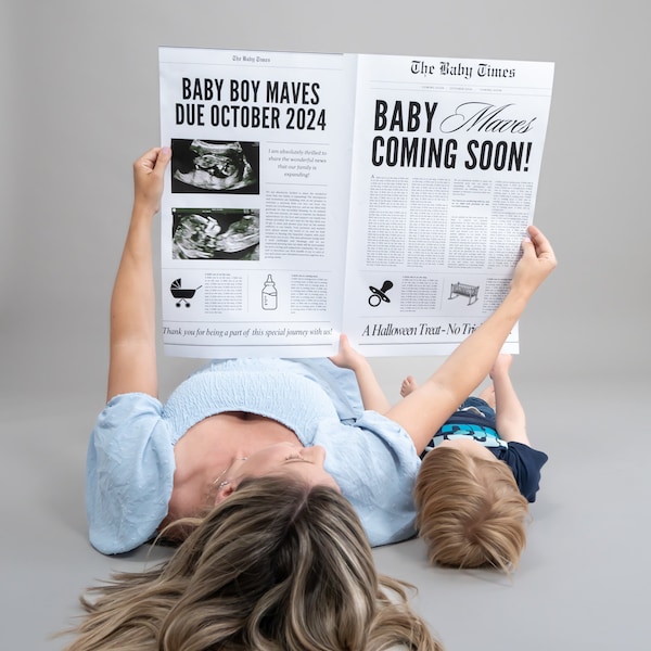 Canva Newspaper Pregnancy Announcement, Large Newspaper Baby ...