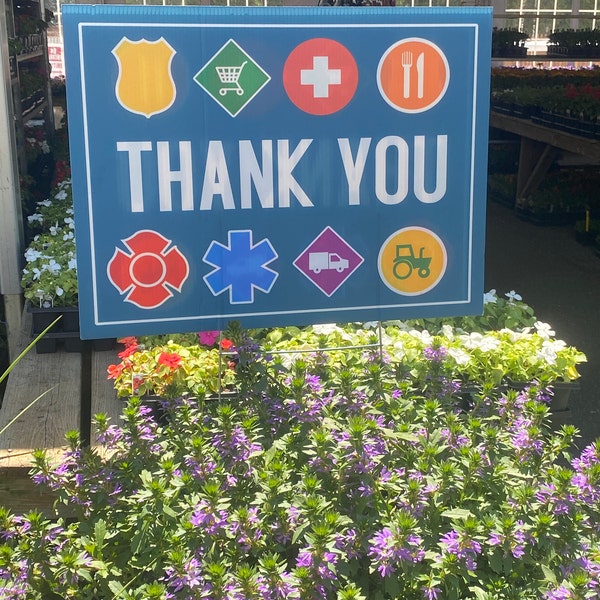 18" X 24" Thank You Essential Workers Yard Sign . Essential Workers ...