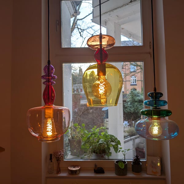 Blown Glass Pendant Light - Kitchen Island Ceiling Light - Pendant ...