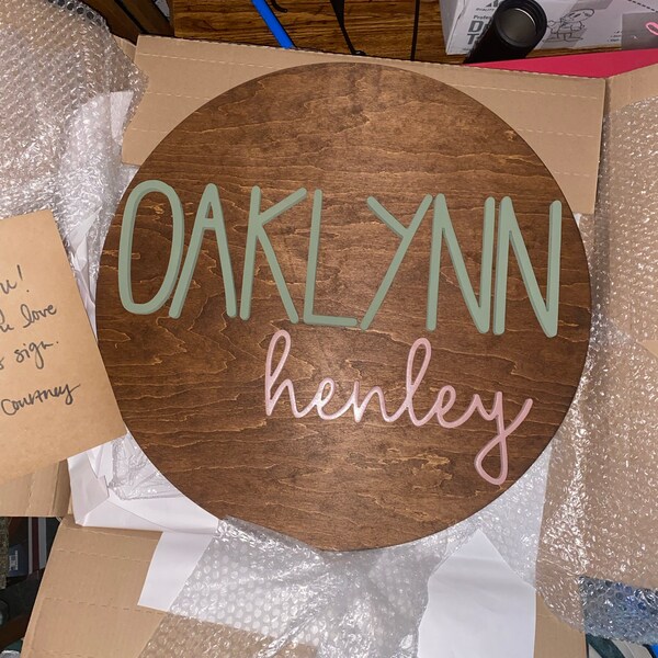 24” Custom 3D Round Name Sign - Circle Baby Name Sign for Over Crib ...