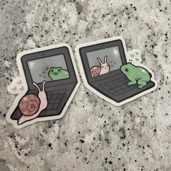 Date Night Clear Sticker Set of 2 / Snail and Frog Stickers / Cute ...