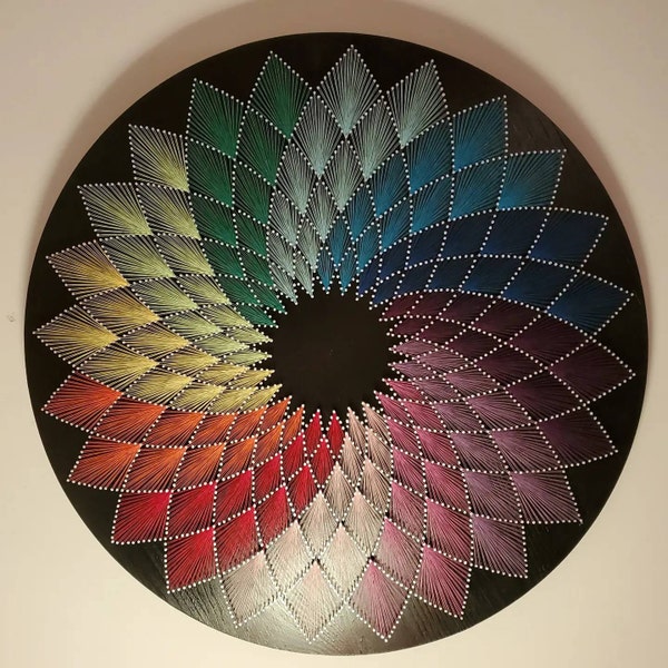 Downloadable DIY String Art, Rainbow Mandala Pattern, Mandala Art DIY ...