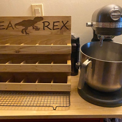 Made to Order Dark Tea Tin Rack Organizer for Loose Tea Tins. Hold 8 ...