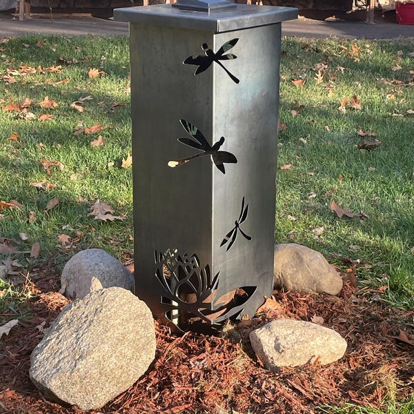 Custom Sized Garden Column W/solar Lighted Top -garden Pillar - Water ...