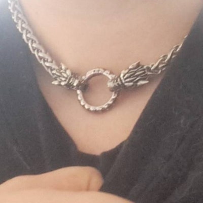 Companion Wolf and Raven Necklace With Antique Silver Finish Viking ...