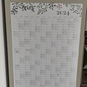 Perpetual Birthday Calendar, Wall Planner Botanical Leaves Green ...