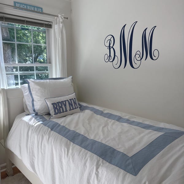 Personalized Monogram Vinyl Wall Decal: Three Initials, Custom Home ...