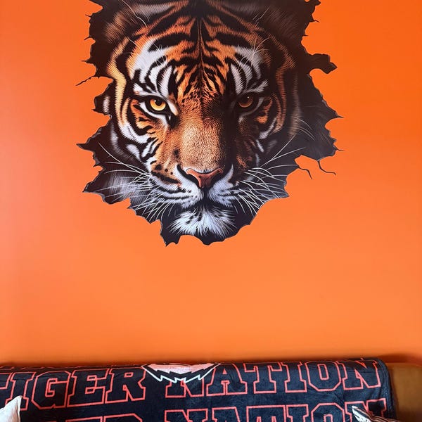 Realistic 3D Tiger Face Wall Decal - Fierce and Majestic Tiger Sticker ...