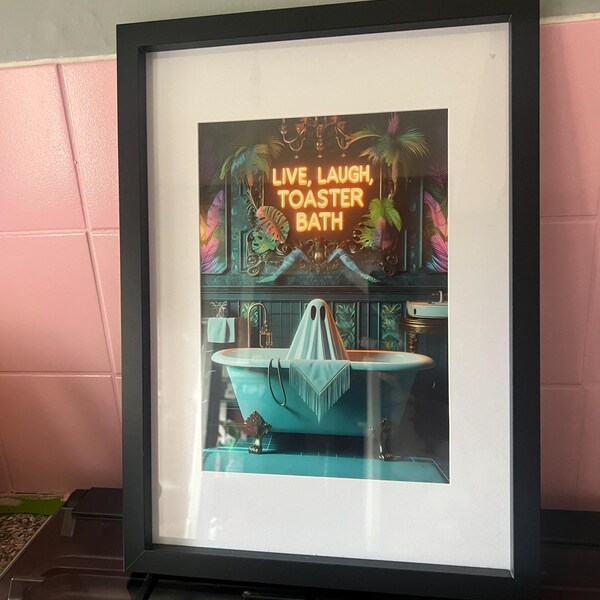 Skeleton Couple in Bath Gothic Print, Skeleton Painting, Whimsical, Fun ...