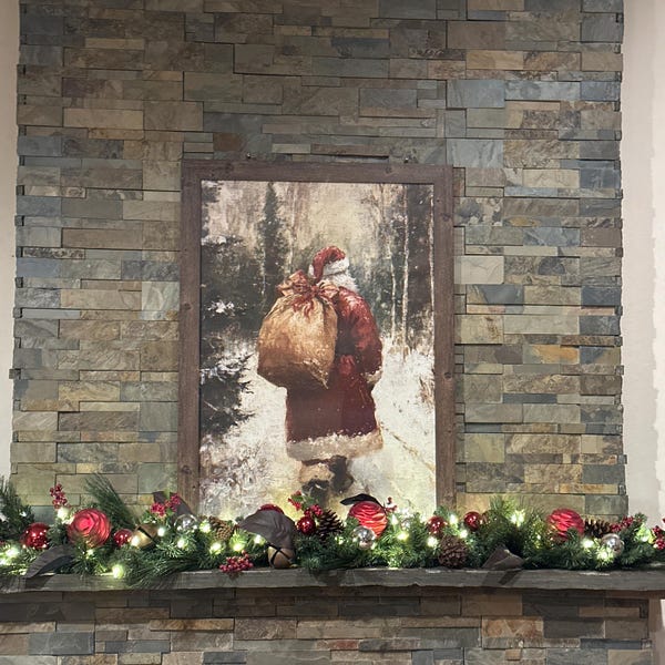 Santa Claus in Winter Forest Print Vintage Style Painting | Cozy ...