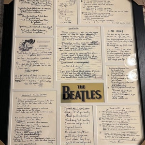 John Lennon Original Handwritten Lyrics Display Framed Montage - Etsy