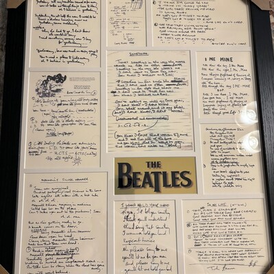 The Beatles Original Handwritten Lyrics Display Framed Montage 1 - Etsy
