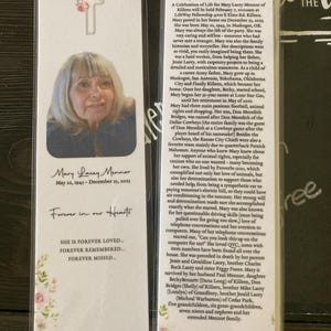 CUSTOM Laminated in Memory Memorial Bookmarks PRINTED - Etsy