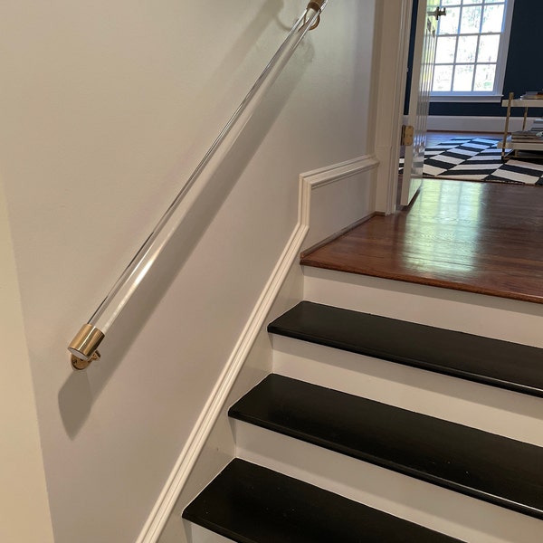 Custom Lucite Handrail by Luxholdups, Lucite and Brass Indoor Stair ...