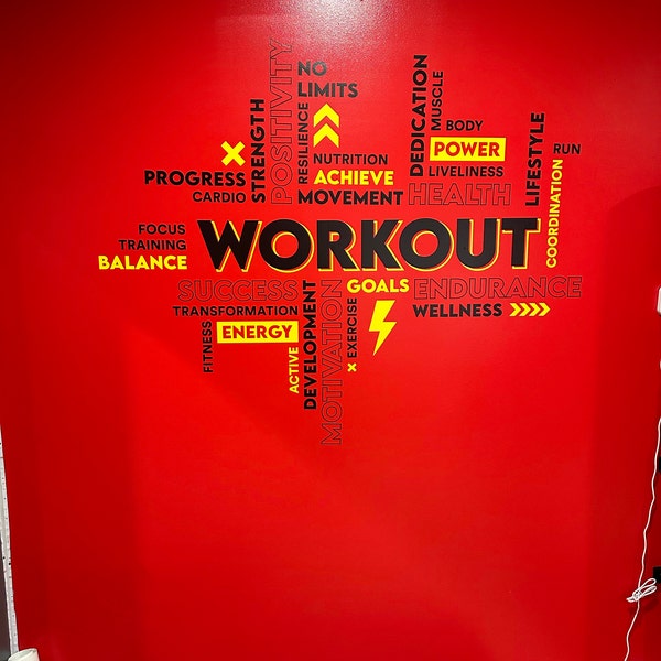 Workout Vinyl Gym Wall Decal Inspirational Words Gym Decal Fitness