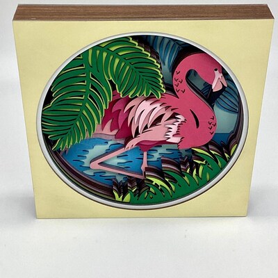 3D FLAMINGO Svg TROPICAL Shadow Box for Cricut for Silhouette - Etsy