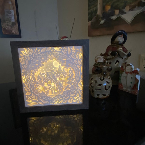 Little Red in the Forest, 3D Shadow Box, Winter Scene Decor, Layered ...