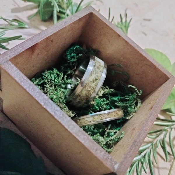 Dark Wood Cannabis Gold 24K Glow Titanium Ring, Weed Wedding Ring ...