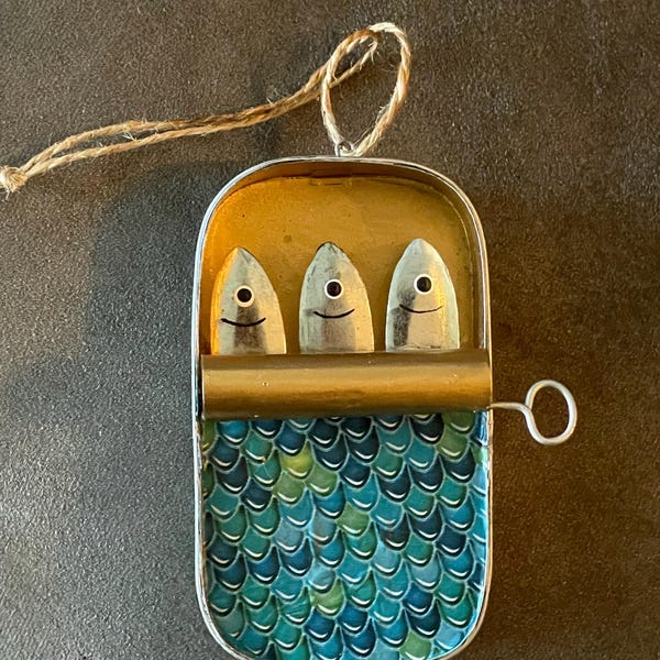 The ‘blue Collection’ Tin of Sardines Fish Hanging Metal Tin Decoration ...