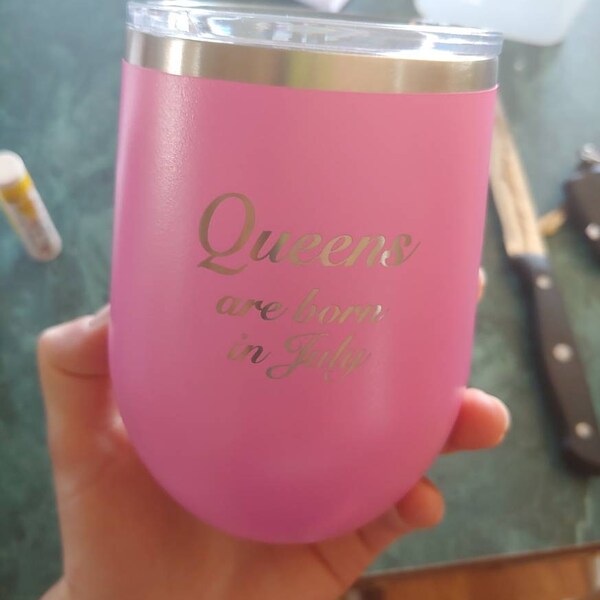 Personalized Powder Coated Engraved Wine Tumbler With Top Travel Wine ...